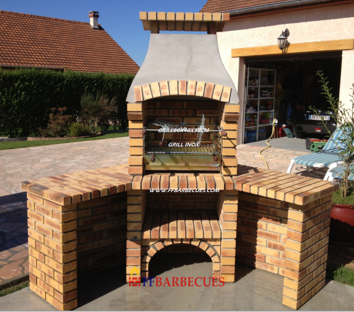 BARBECUE D’ANGLE EN BRIQUES RUSTIQUE LÉOPARD L-J 38-F – FFBarbecues